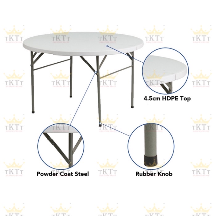 TKTT ™️ Asoga 5 Feet Round Foldable Banquet Table Portable Round ...