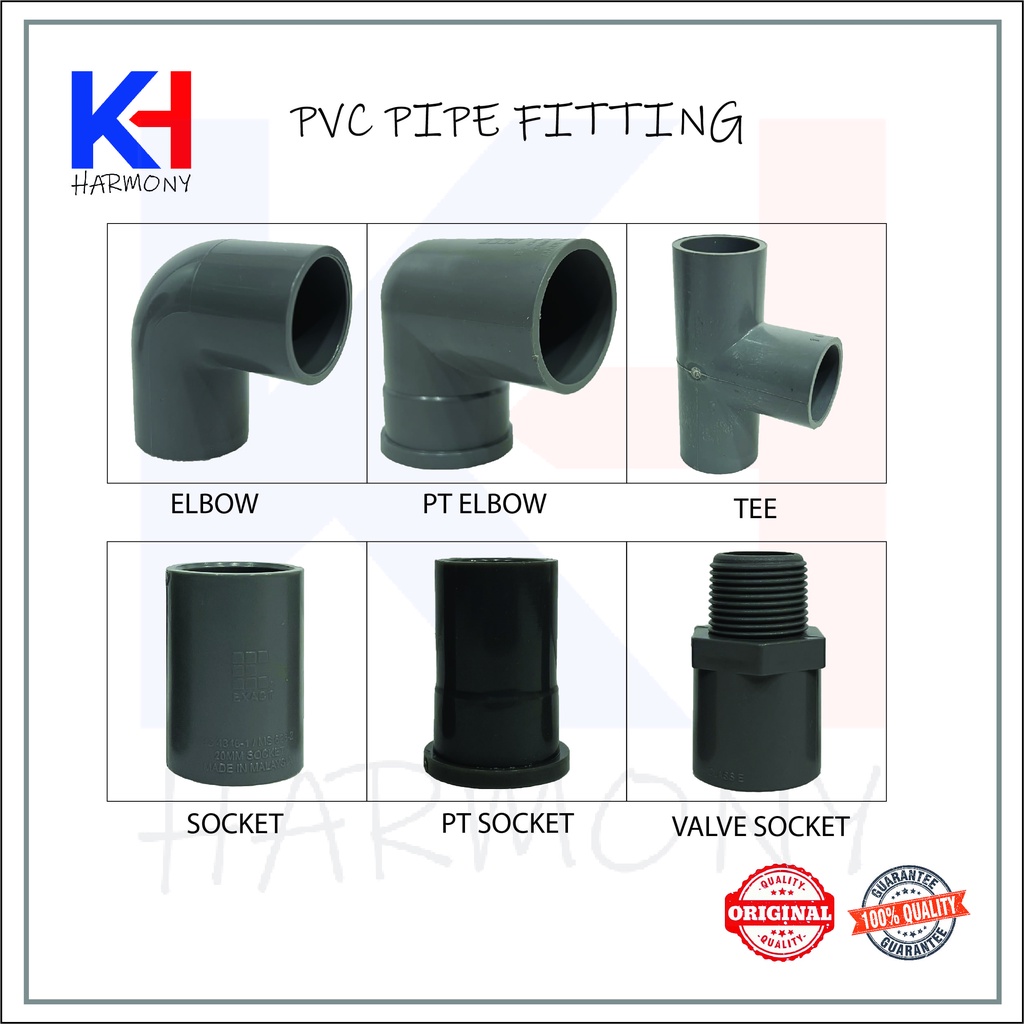 PVC PIPE FITTING - ELBOW/PT ELBOW/SOCKET/PT SOCKET/VALVE SOCKET/TEE (EXACT/BBB) | Shopee Malaysia