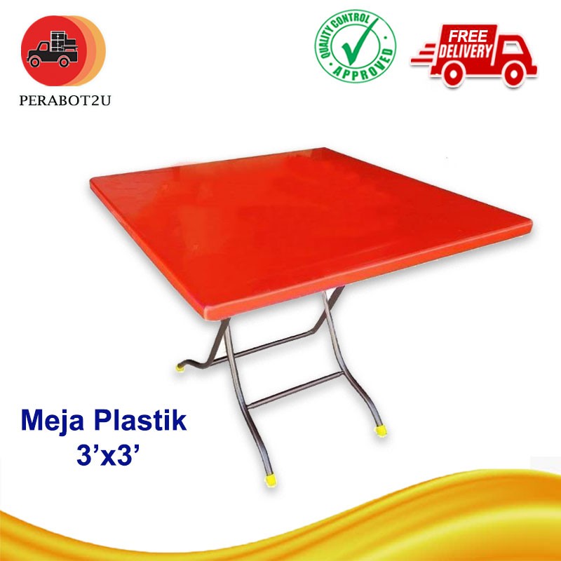 P2U 3V meja petak plastik/ meja kukuh / meja makan / meja kedai makan ...