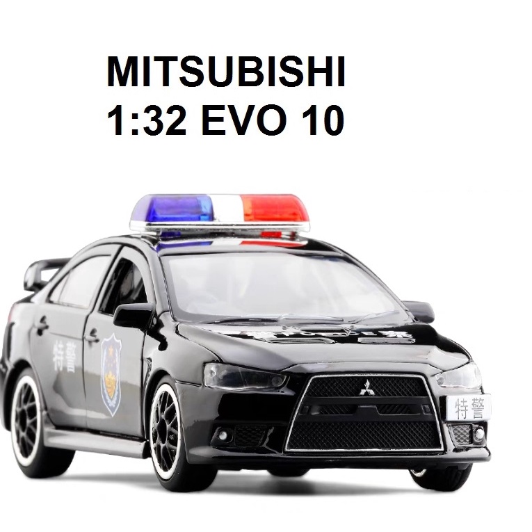 JKM 1:32 Mitsubishi Lancer Evolution X Evo 10 Police Car (Black) Die ...