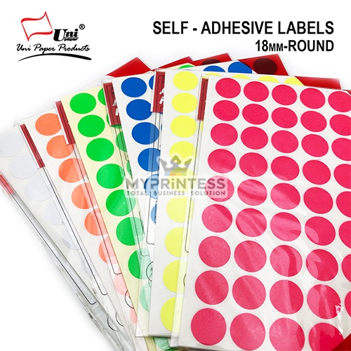 MYPRINTESS UNI CLASSIC SELF-ADHESIVE LABELS (ROUND - 18MM) | Shopee ...