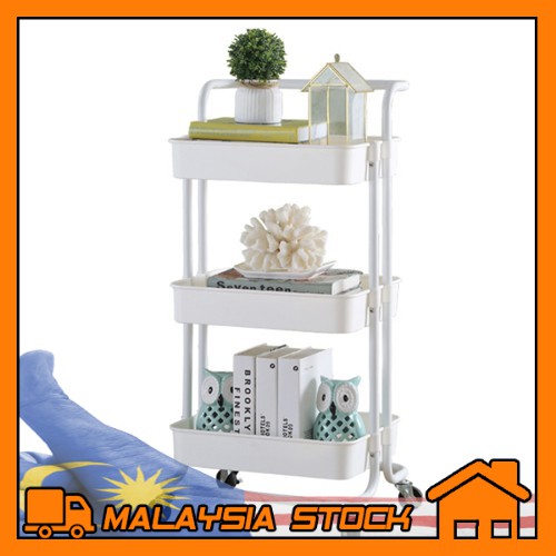 3 Tier Trolley Home Storage Racks Office Shelves Kitchen Rack | Rak ...