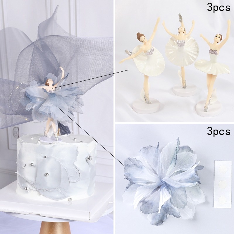 Set of 3 Beautiful Ballerina Girls Cake Toppers for Girls Princess ...