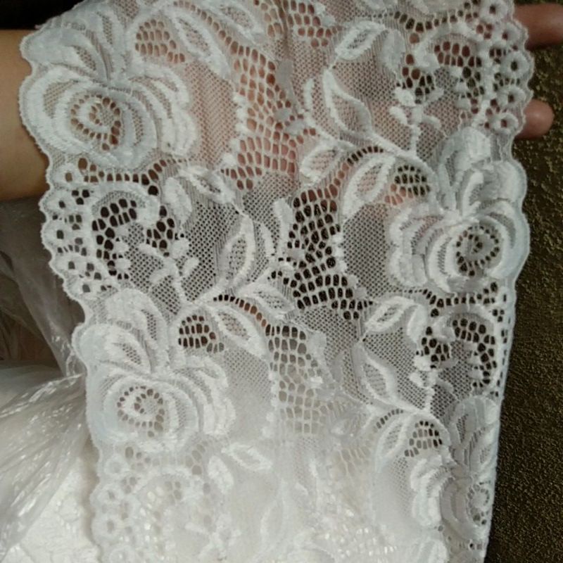 1meter Lace Lebar 6inchi Wide Elastic lace Black white lace bergetah ...