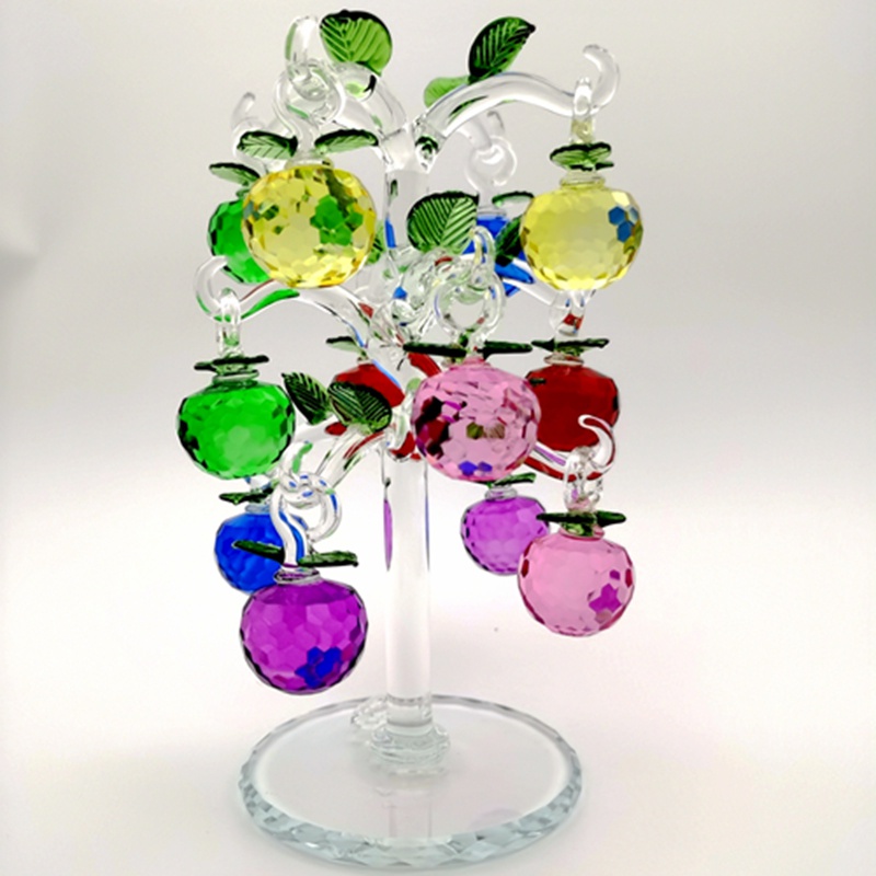 Crystal Apple Tree Ornament Fengshui Glass Crafts Home Decor Figurines ...
