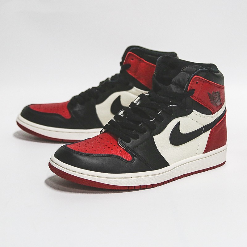Hot Sales Nike Air Jordan 1 OG AJ1 Black toes High top Black red Old ...