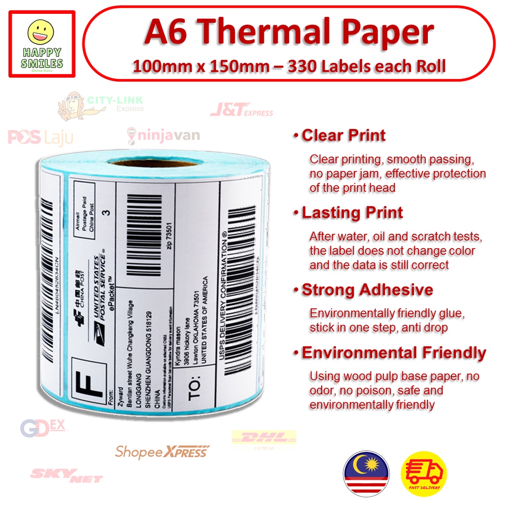 High Quality Waybill Thermal Sticker Label A6 330PCS 100mm*150mm ...