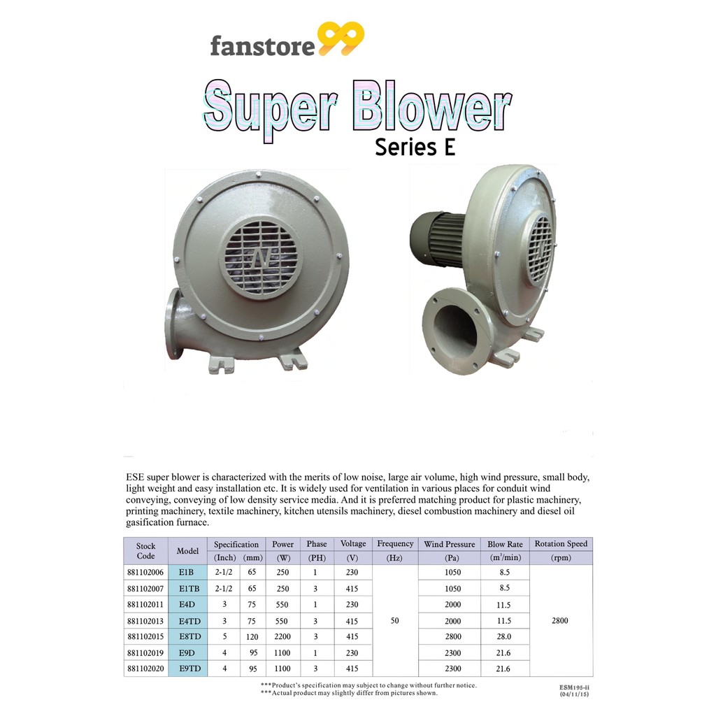 Super Blower Centrifugal Blower From 21/2 ,3,4,5 250watt to 2200watt 3 ...
