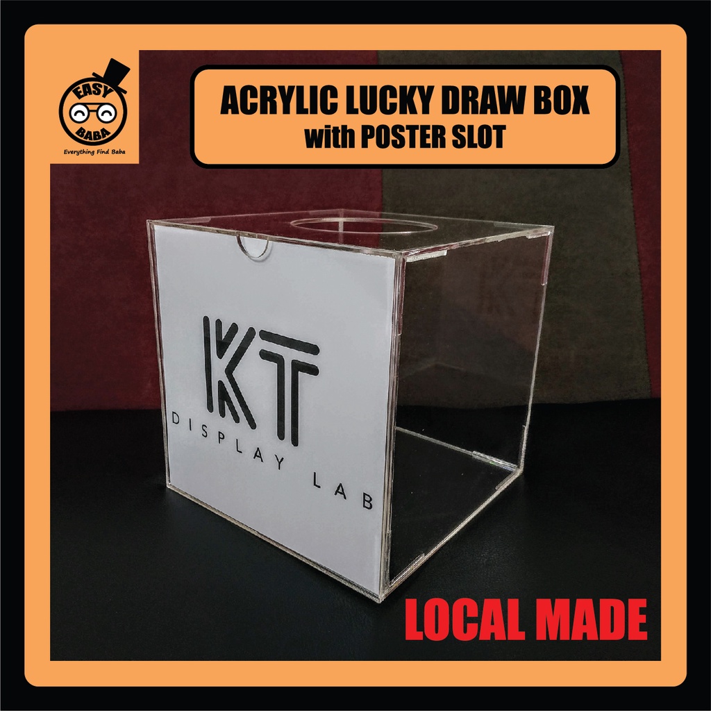 🔥 Acrylic Lucky Draw Box [ Front Poster Slot ]🔥 Local Made Product ...