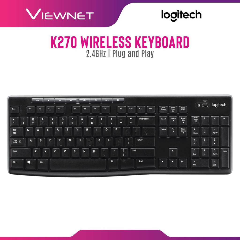LOGITECH K270 WIRELESS KEYBOARD WITH SPILL RESISTANT DESIGN | 2.4 GHZ ...
