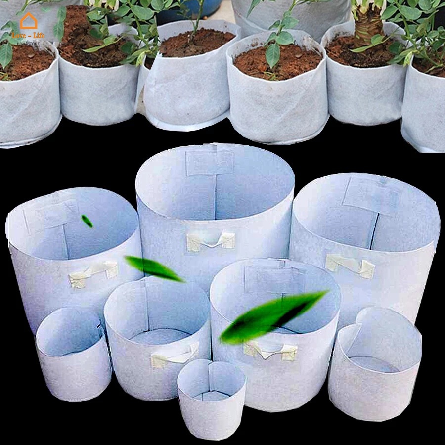 7 Sizes Fabric Planting Green Grow Bags/Root Control Bag/Thicken Garden ...