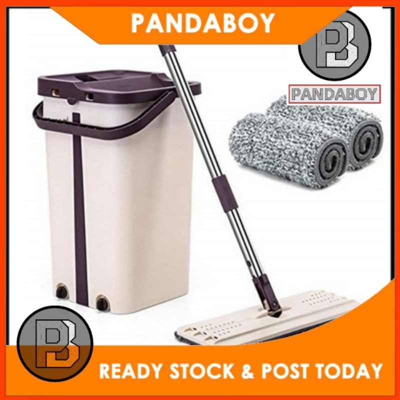 (LOCAL READY STOCK) Easy Clean Scratch Magic Flat Spin Mop C/W 2PCS ...
