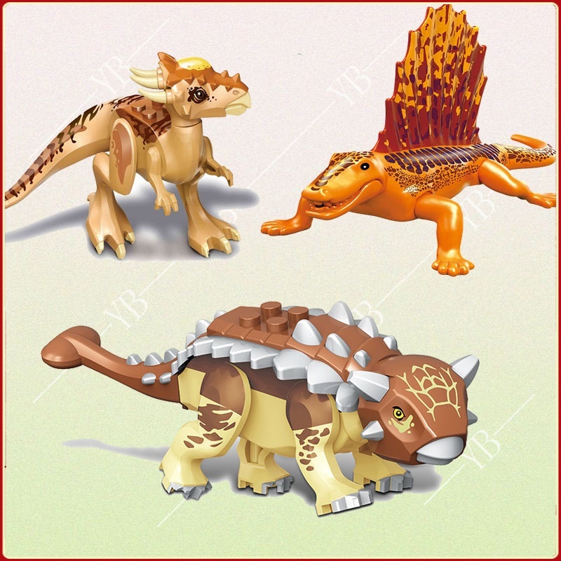 Building blocks toys Jurassic dinosaur Pachycephalosaurus Ankylosaurus ...