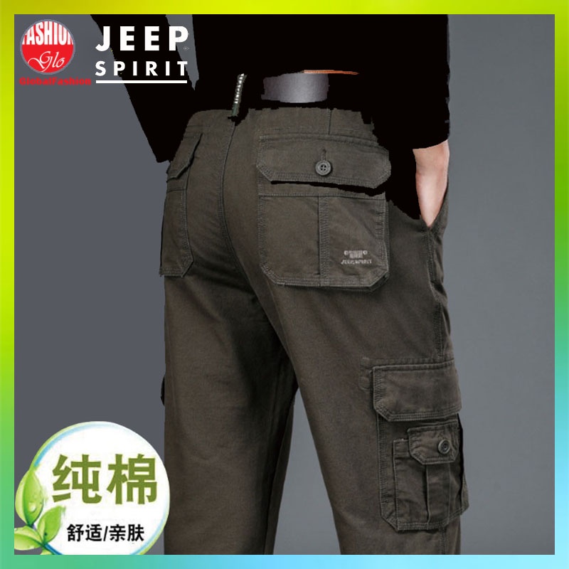JEEP SPIRIT Cargo Pants Men Straight Cut Seluar Kargo Celana Panjang ...