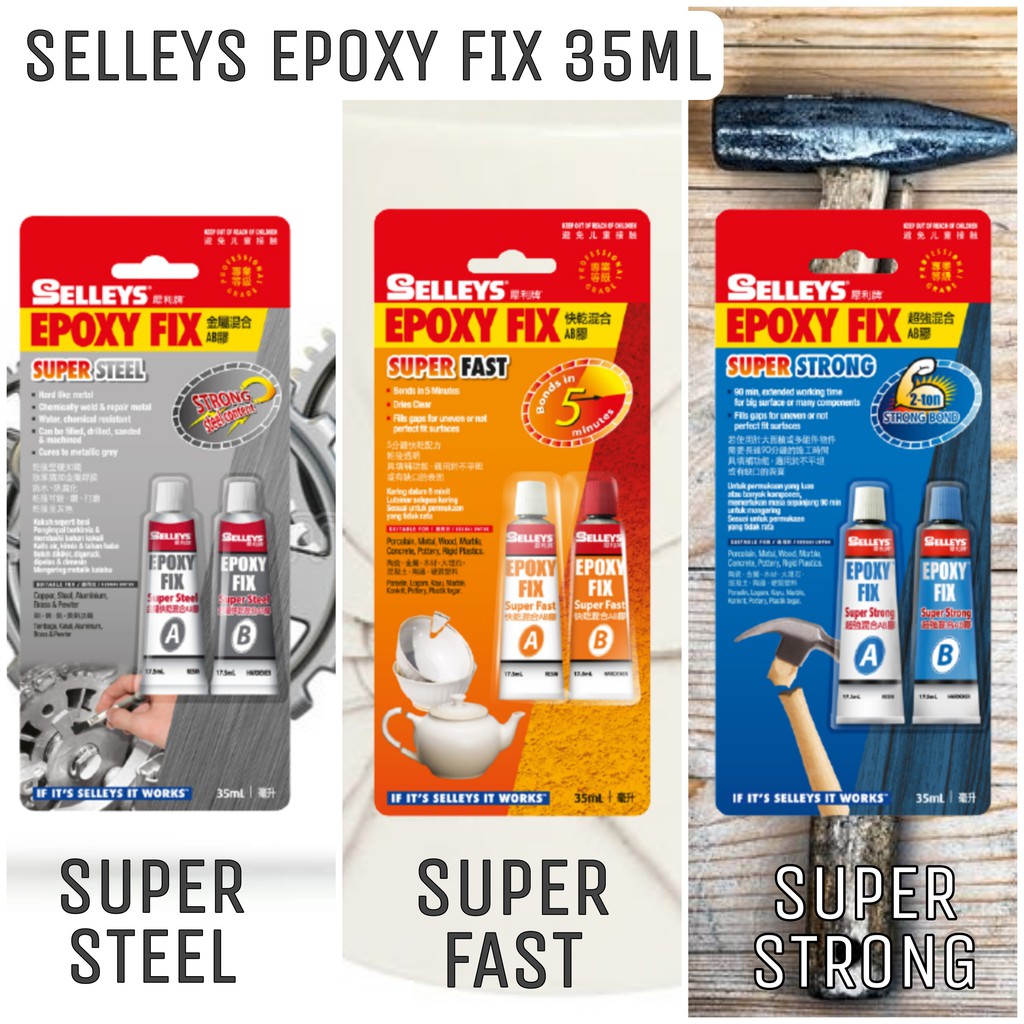 35ML SELLEYS Epoxy Fix Super Steel Super Fast Super Strong /Supa Glue Super Glue For Repair Gam ...