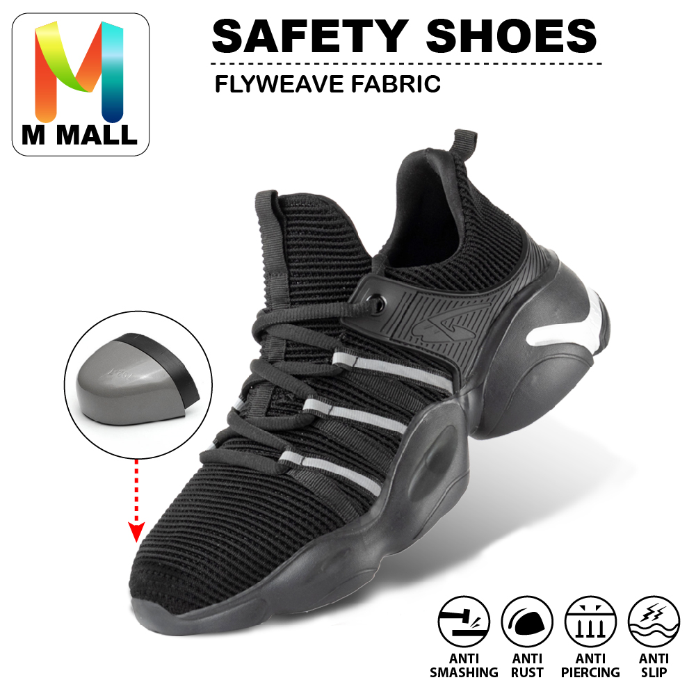 M MALL Safety Shoes Wear-Resistant Smash-Proof Breathable Protective ...
