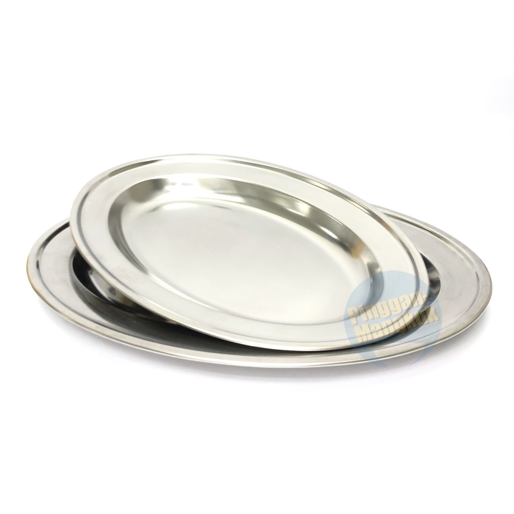 Oval Stainless Steel Deep Platter, Oval Fish Dish Oval Plate | Shopee ...