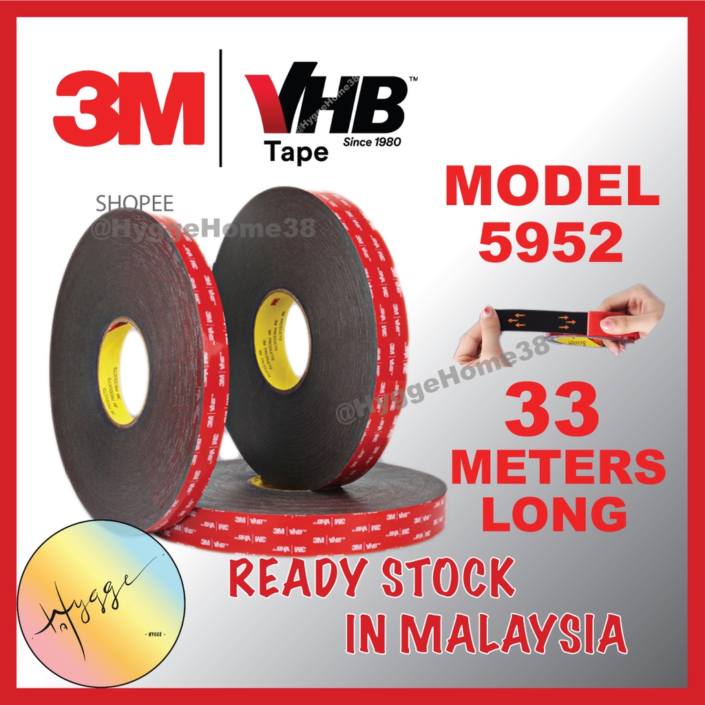 33M VHB Double Sided Tape Black Model 5952 Strong Heavy Duty 3M Acrylic ...