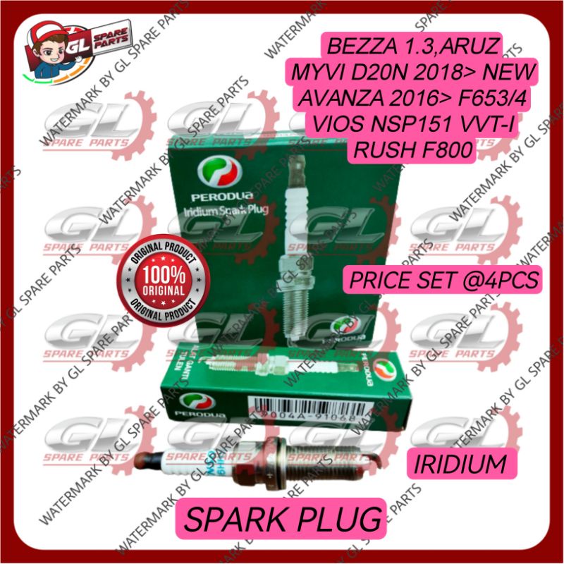 SPARK PLUG ORIGINAL PERODUA ARUZ BEZZA 1.3 MYVI D20N 2018> VIOS NSP151 ...