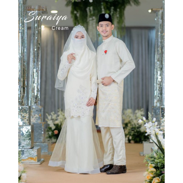 SET NIKAH/SET KAHWIN/ SET COUPLE/ BAJU NIKAH SURAIYA FULL SET CREAM ...