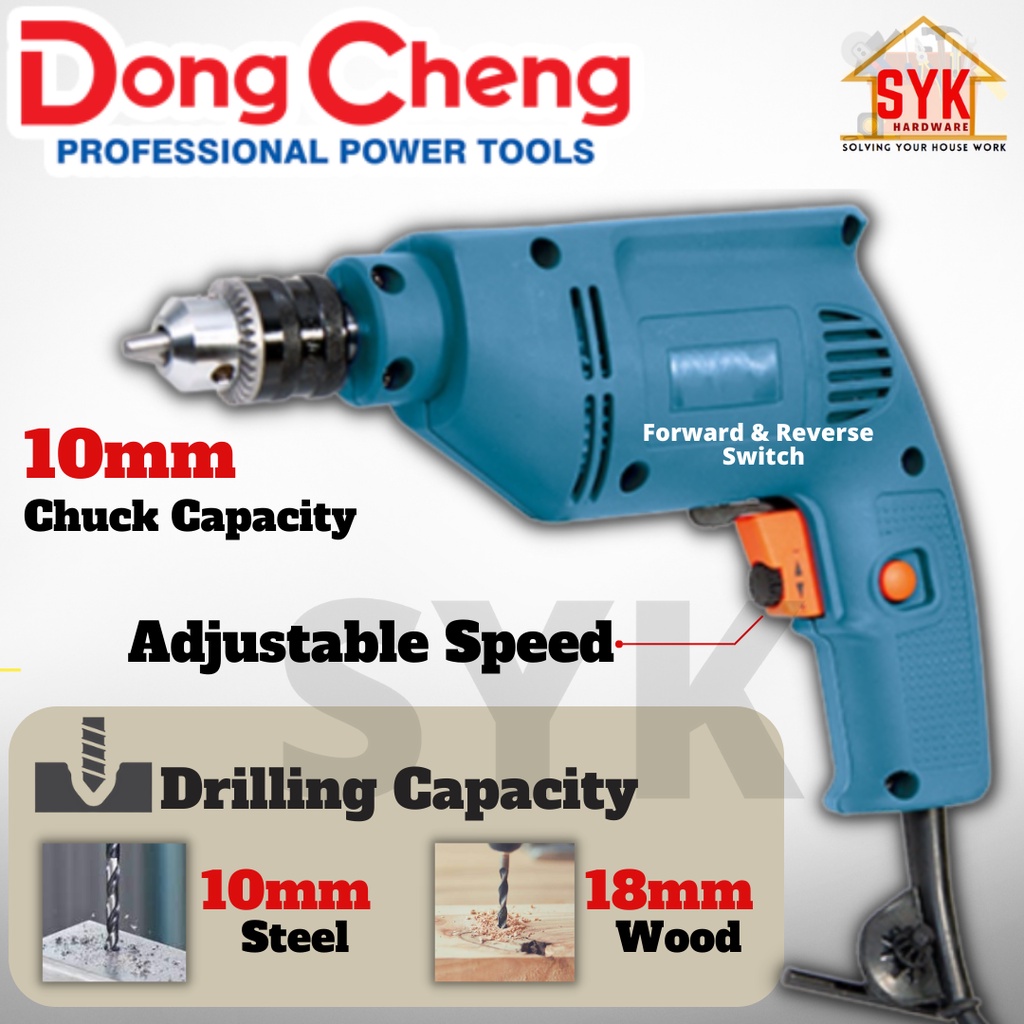 SYK Dongcheng DJZ10A (J1Z-FF-10A) 3/8" 10mm Electric Drill Wood Metal Drill Mesin Gerudi ...