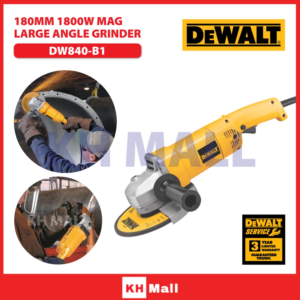 DEWALT 1800W 180mm / 7" Trigger Switch Large Angle Grinder [ DW840-B1 ...