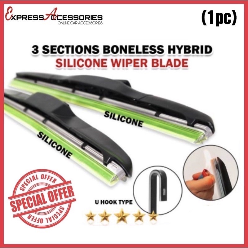 (2pcs) PERODUA KENARI 3 Sections Boneless Hybrid Silicon Wiper Blade ...