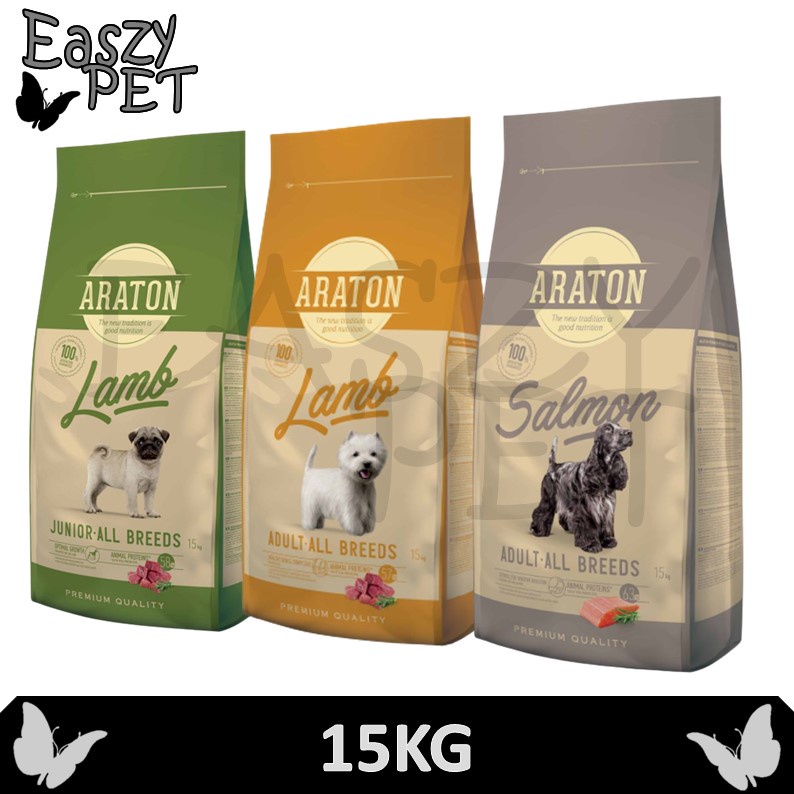 Araton All Breed Dog Food 15KG Junior Lamb ,Adult Salmon ,Adult Lamb ...