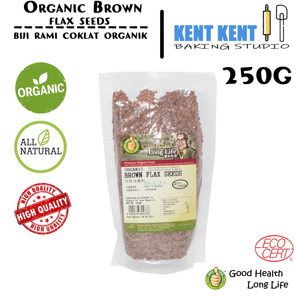 GOOD HEALTH LONG LIFE organic brown flax seeds / biji rami coklat ...