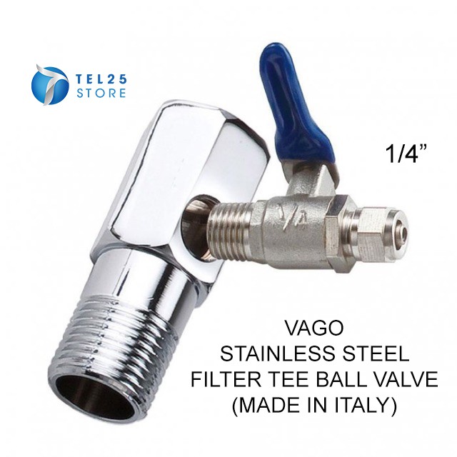 [ 1 UNIT ] STAINLESS STEEL FILTER TEE BALL VALVE (MADE IN ITALY ...