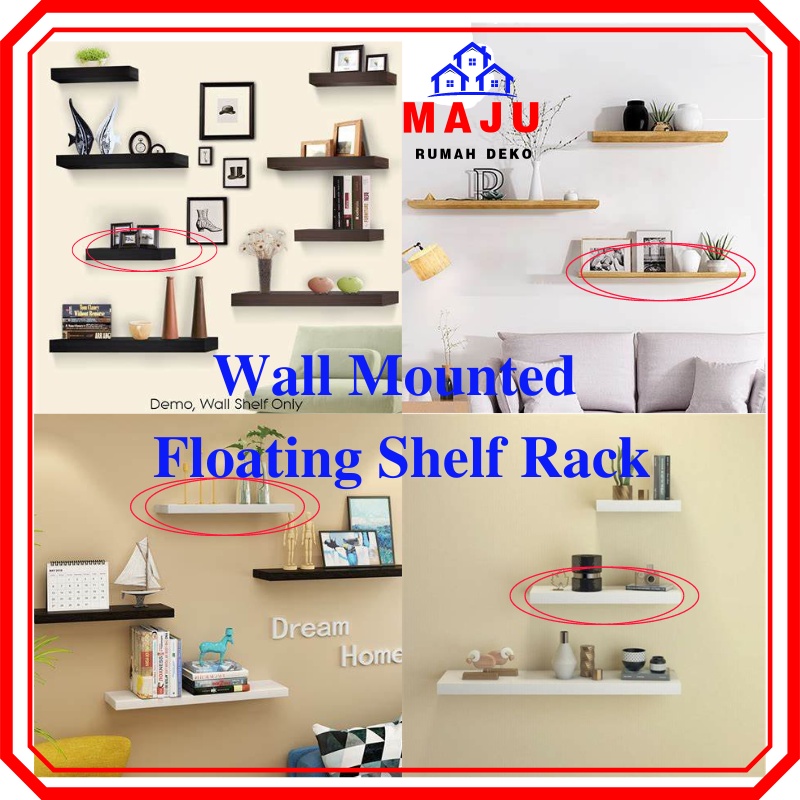 MAJU Wall Mounted Floating Shelf Rack Rak Dinding Terapung Rumah ...