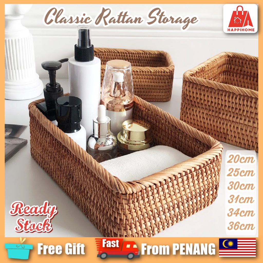 Aesthetic Decoration Rattan Storage Basket Bakul Rotan Display Handmade ...