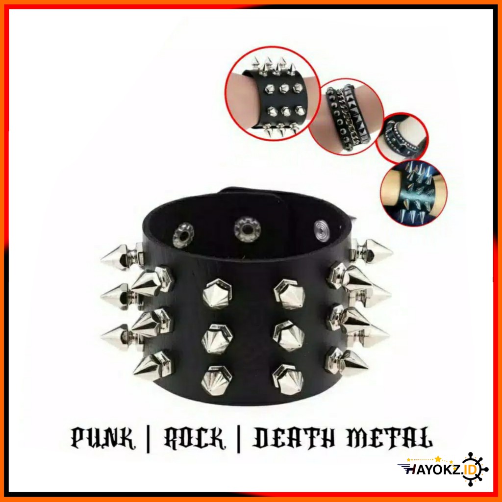 Children's Punk Rock Spiked Leather Black Metal Rocker Bracelet ...