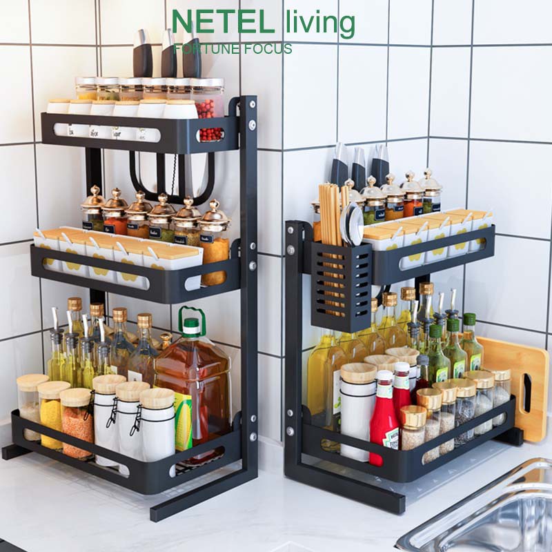 NETEL Kitchen Storage Rack 304 Stainless Steel Spice Rack Kitchen ...