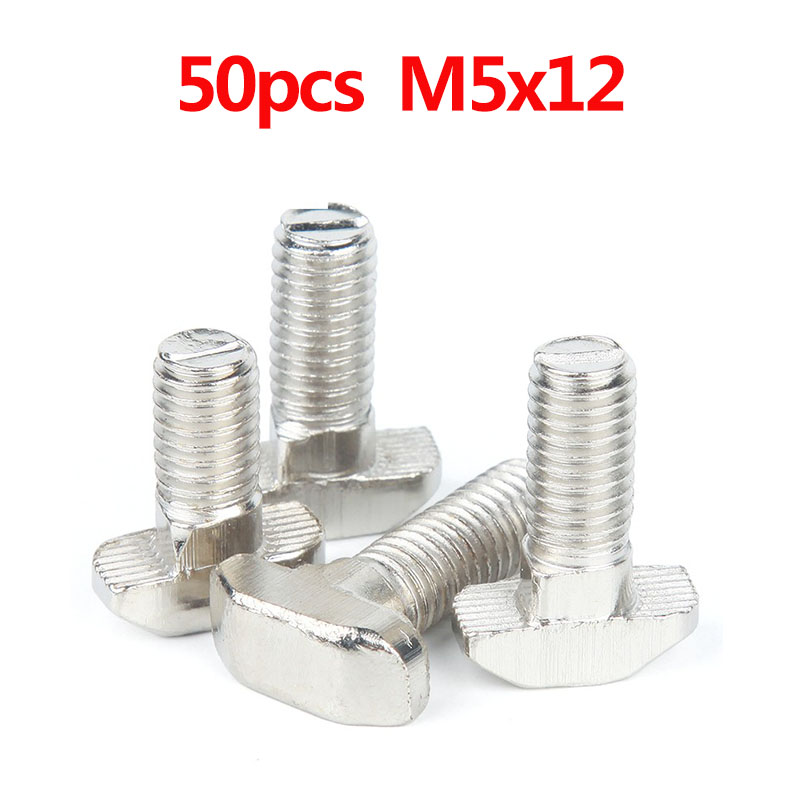 50pcs/lot M5x12 M5x16 M5x20 T Bolt Screws for EU Standard 2020 Linear Rail Aluminum Profile ...