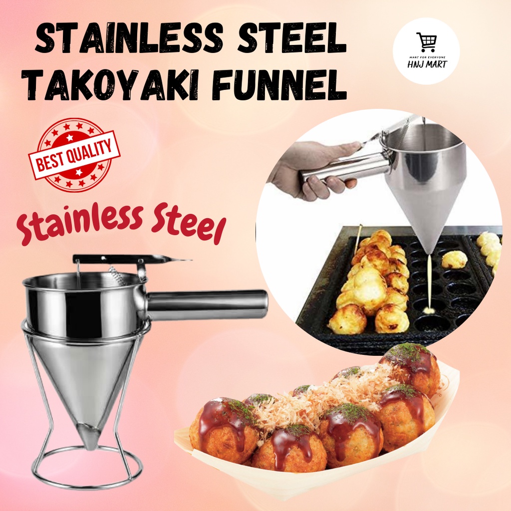 Stainless Steel Takoyaki Funnel with Stand / Takoyaki Batter Dispenser ...