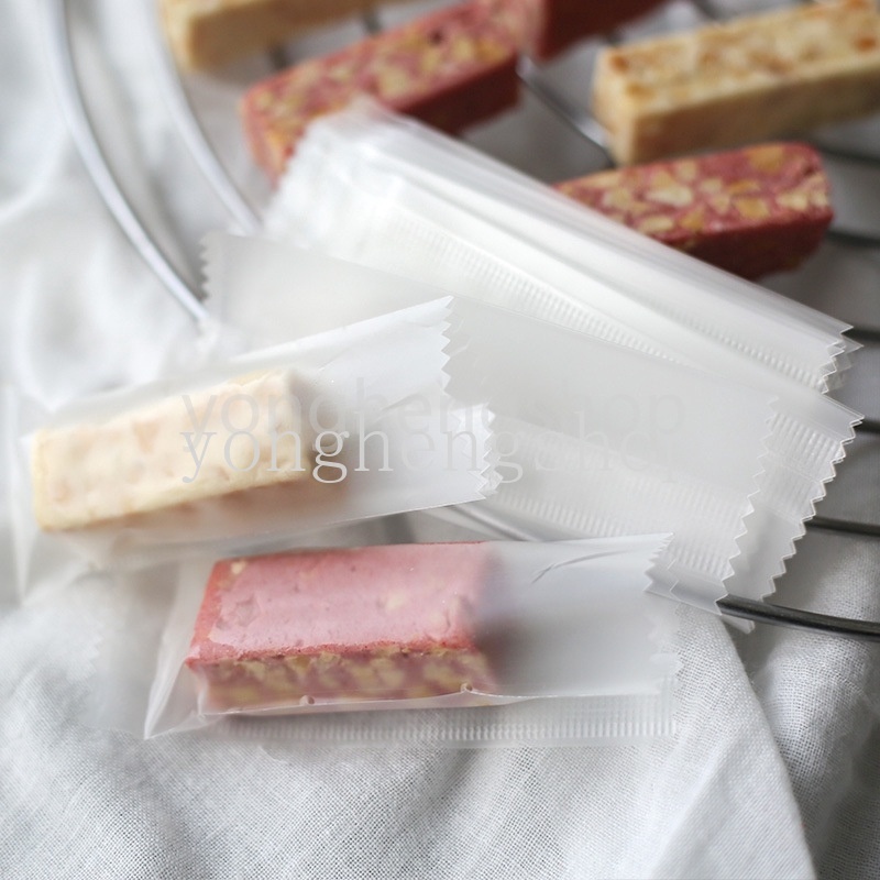 200pcs/set Transparent Frosted Candy Bag Nougat Sealing Bags Snack ...