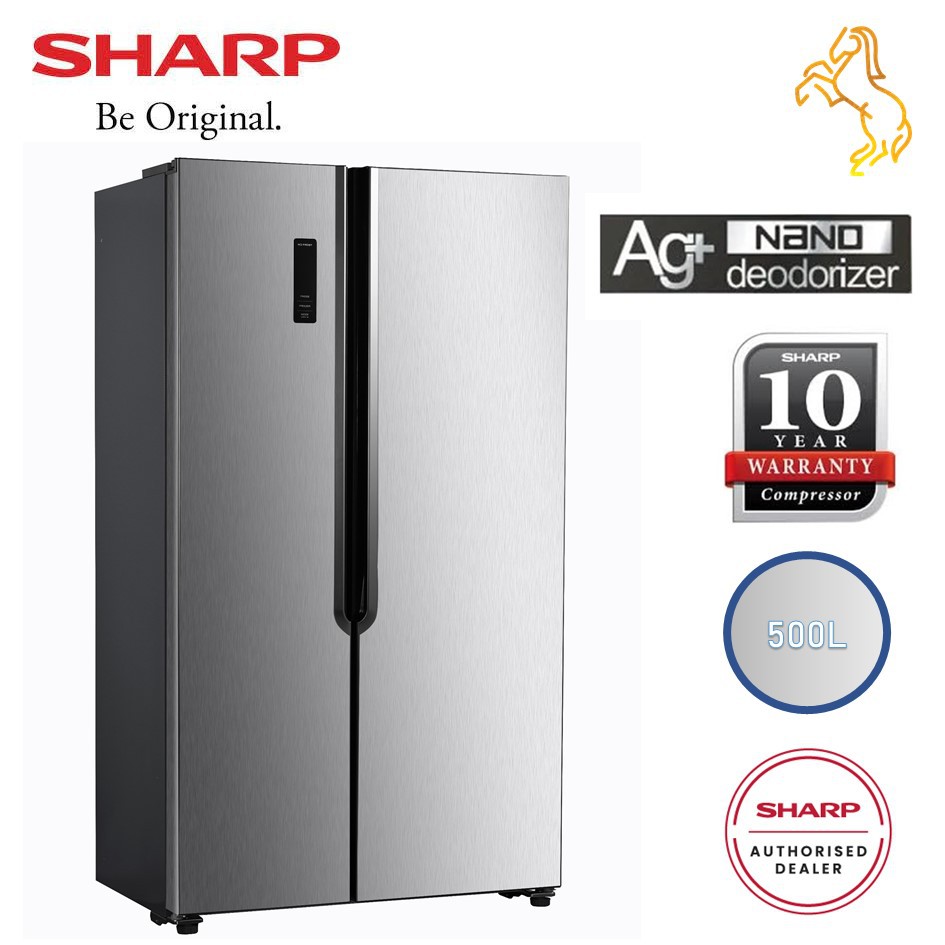 SHARP 2 Door Refrigerator SJX508MS 500L SIDE BY SIDE FRIDGE / peti asi ...