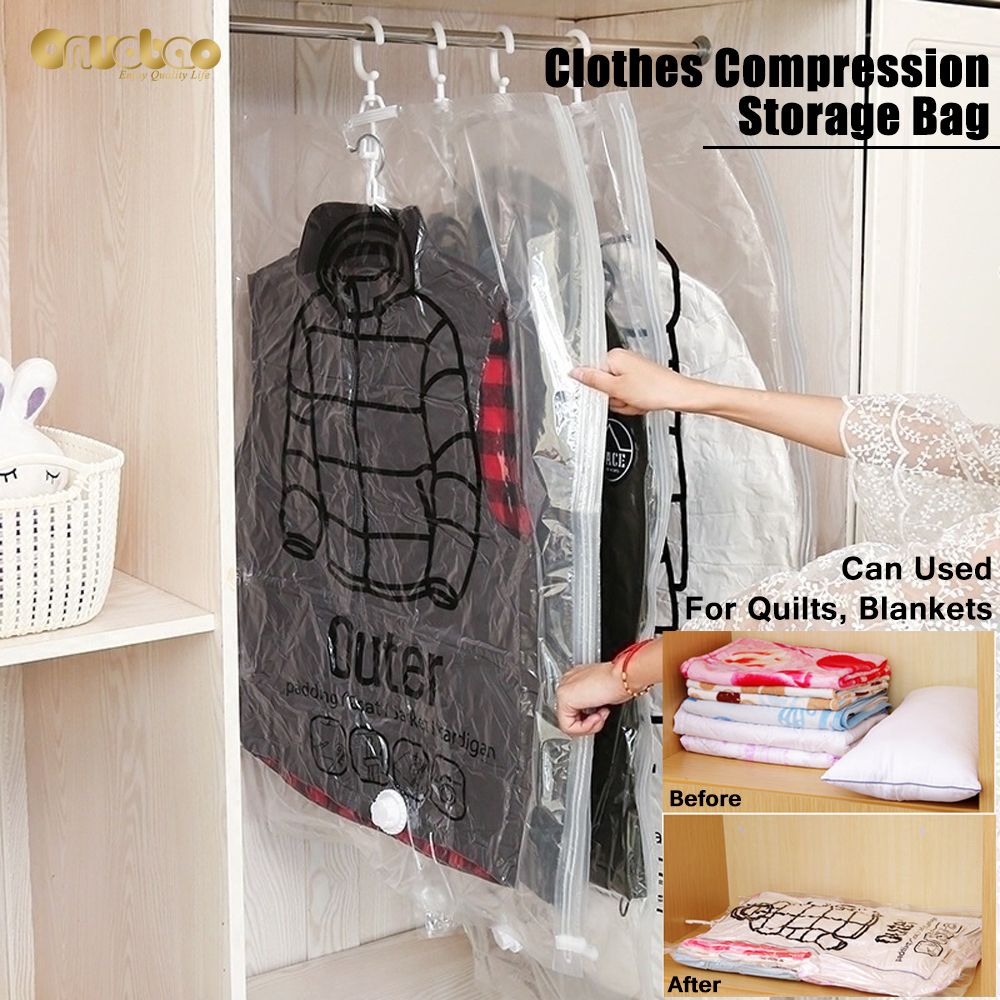 [Value Choice] Vacuum Compression Storage Bag Hanging Clothing Clear ...