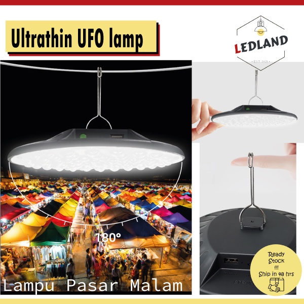 LEDLAND LED Ultrathin UFO Light Lamp Lampu Pasar Malam Rechargeable Emergency Stall Night Market ...