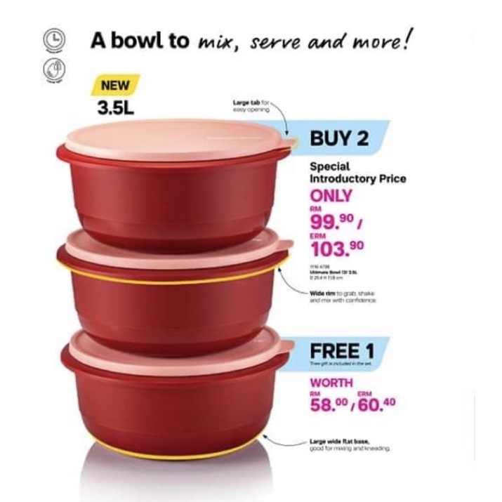 Ultimate Bowl Tupperware | Shopee Malaysia