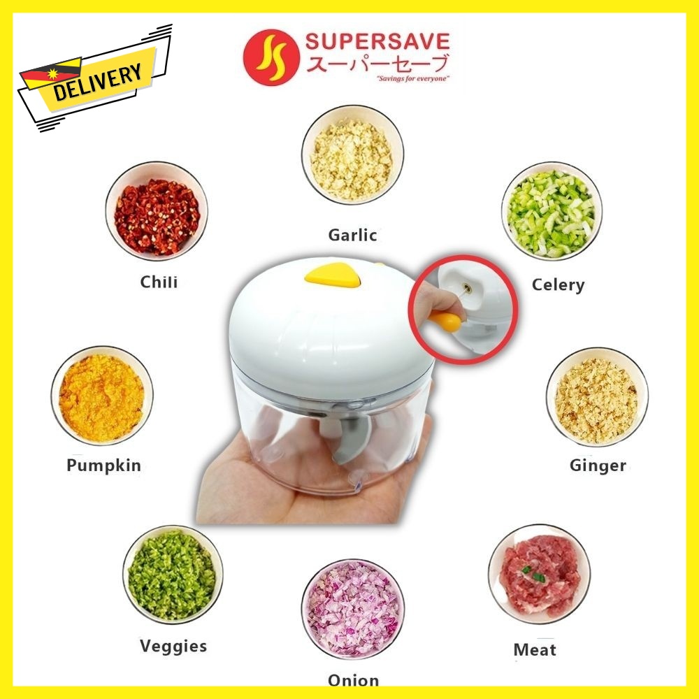 Food Chopper Manual Mini Kitchen 3 Blades Garlic Spices Chopper Slicer ...