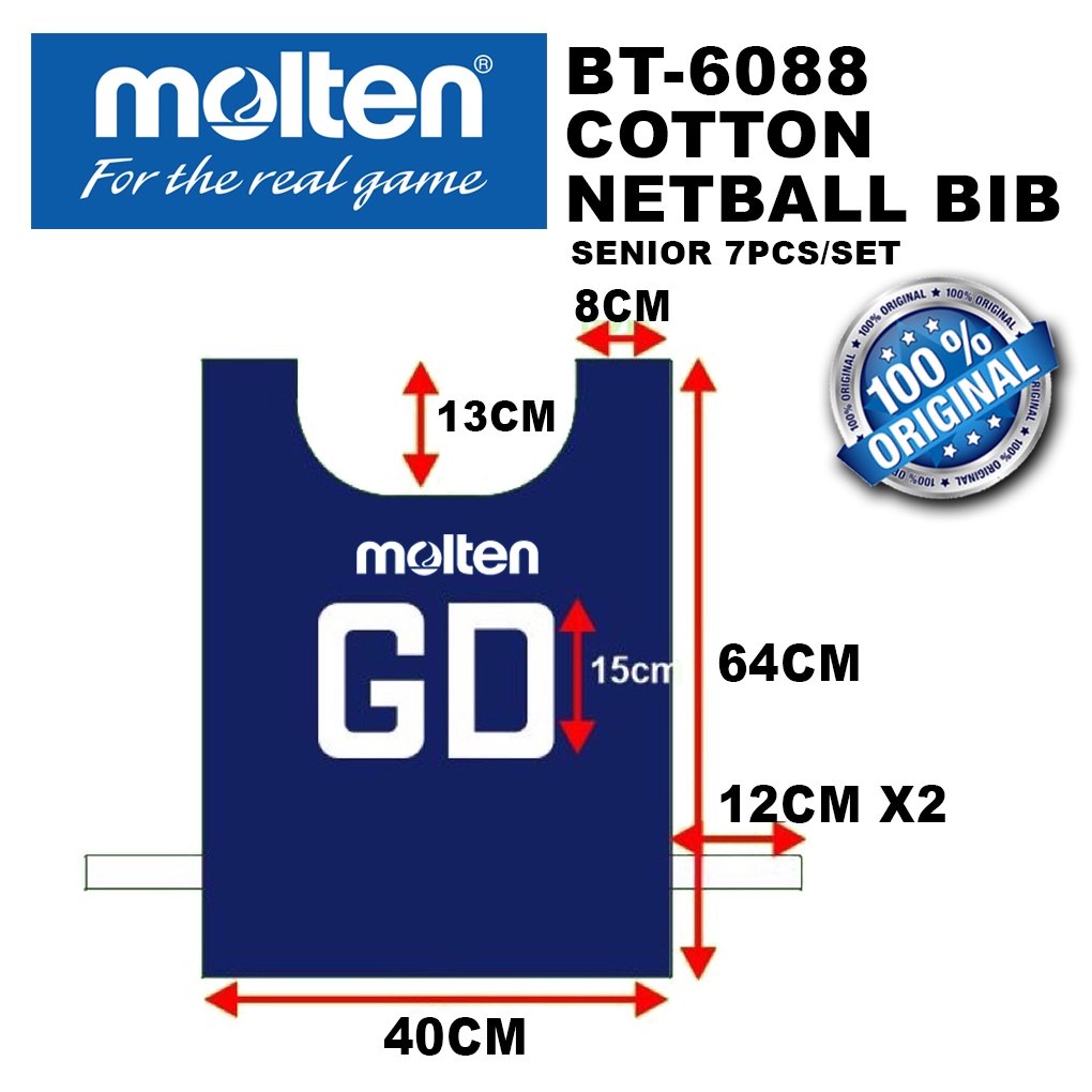 [100% Original] Molten Netball Bib BT-6088 7 Pcs Set Single Cotton Mesh ...