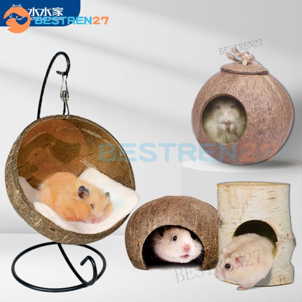 Hamster Coconut Hide House Wood Hamster Toy Hamster Nest Coconut Shell ...