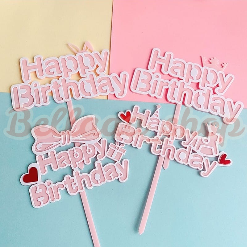 Happy Birthday Acrylic Cake Topper Shopee Malaysia
