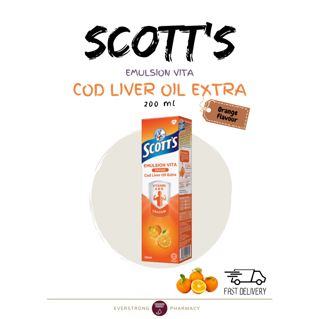 SCOTT'S EMULSION VITA COD LIVER OIL EXTRA 200ML (ORANGE FLAVOUR ...