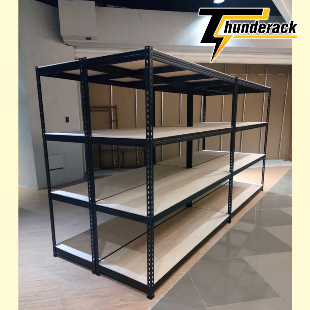 ⬛HEAVY DUTY BOLTLESS RACK⬛ Matte Black Color Metal Rack with 4 Levels ...