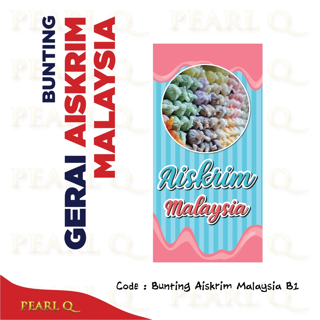 Banner Makanan Aiskrim Malaysia Viral Bunting Ice cream pastel Aiskrim ...
