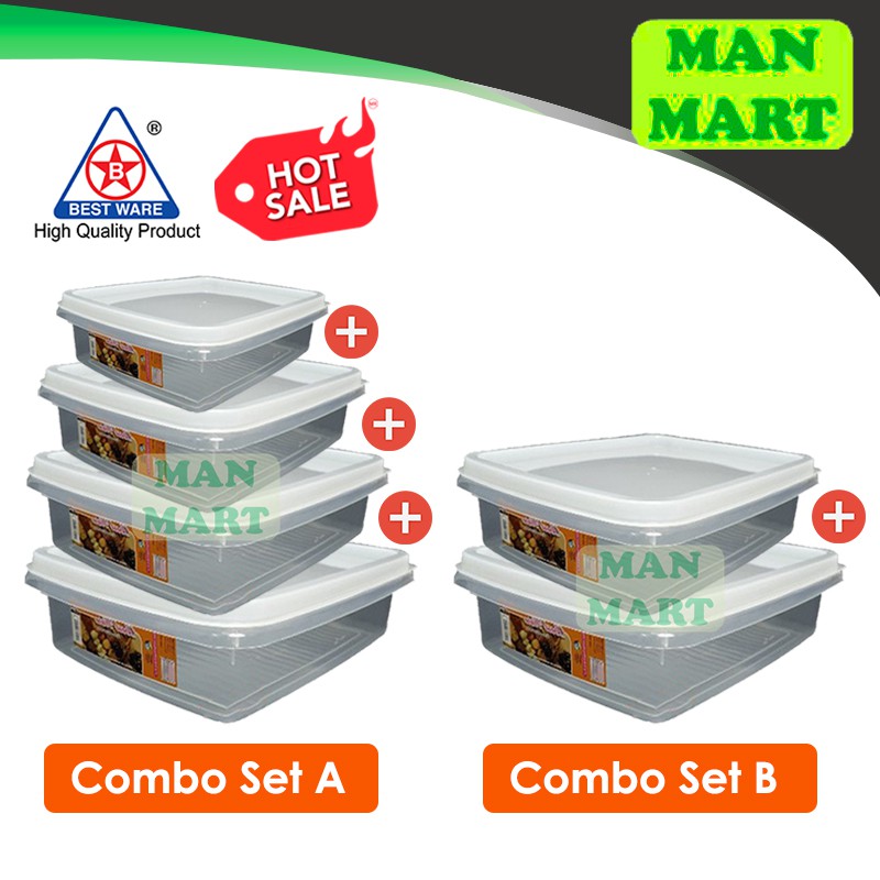 BEST WARE 355/356 T Plastic Freezer Container Combo Set / Storage ...