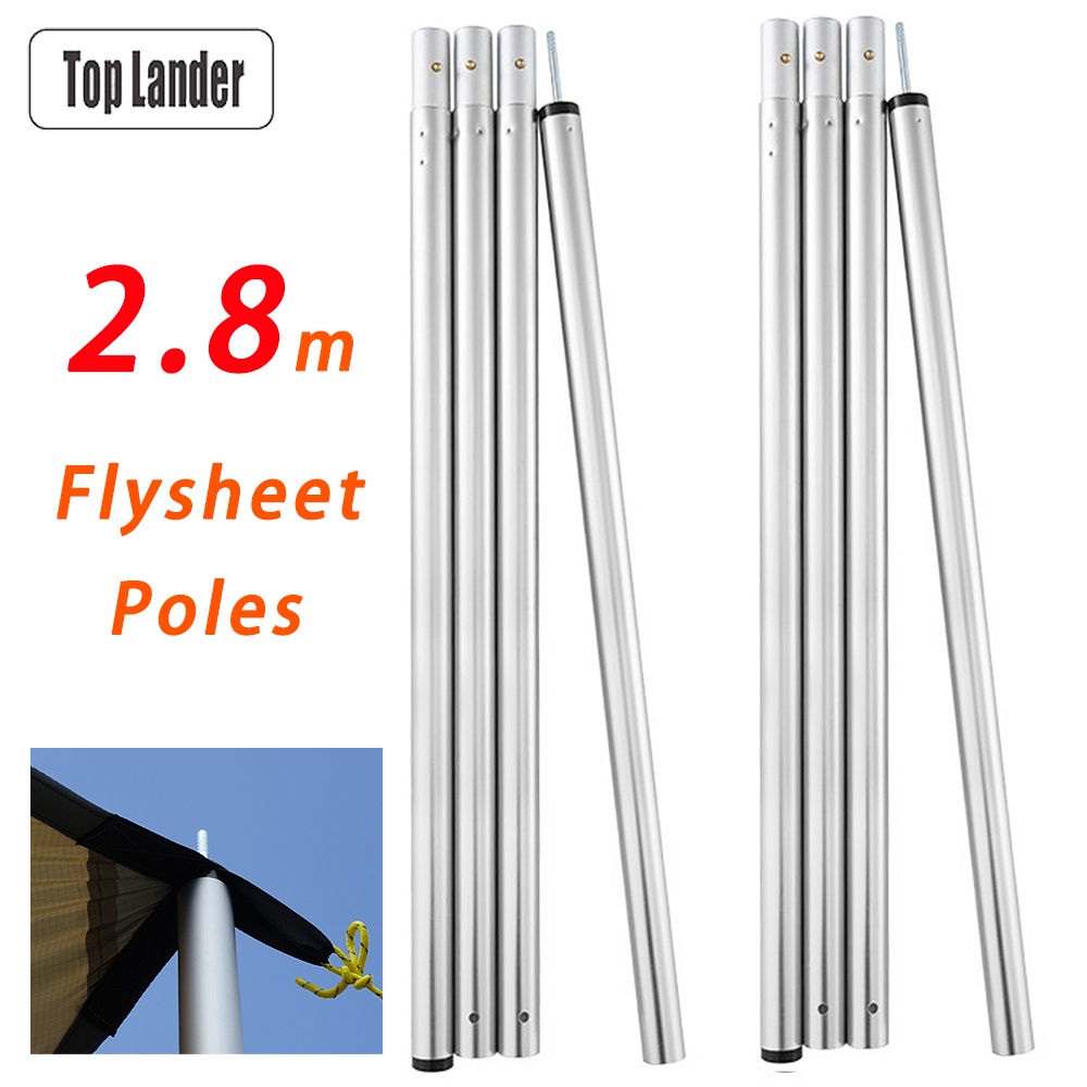 2.8m Camping Pole Rod Flysheet Adjustable for Large Tarp Outdoor Awning ...